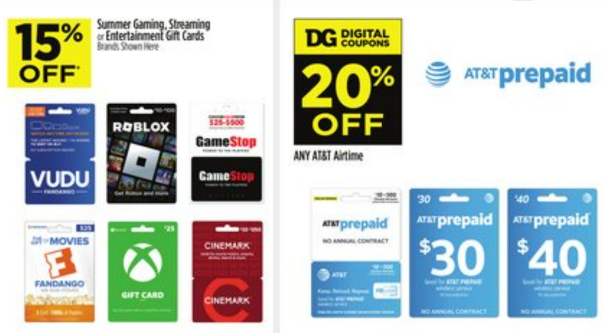  EXPIRED Dollar General Save 15 On Select Gift Cards GameStop 